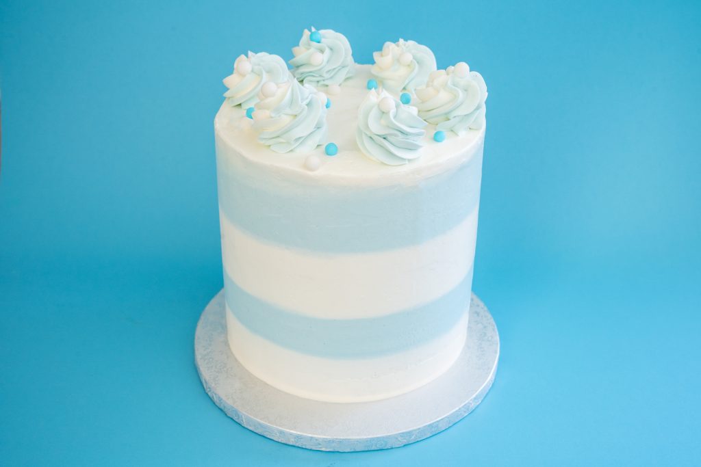 Blue Candy Stripped Cake - True Confections